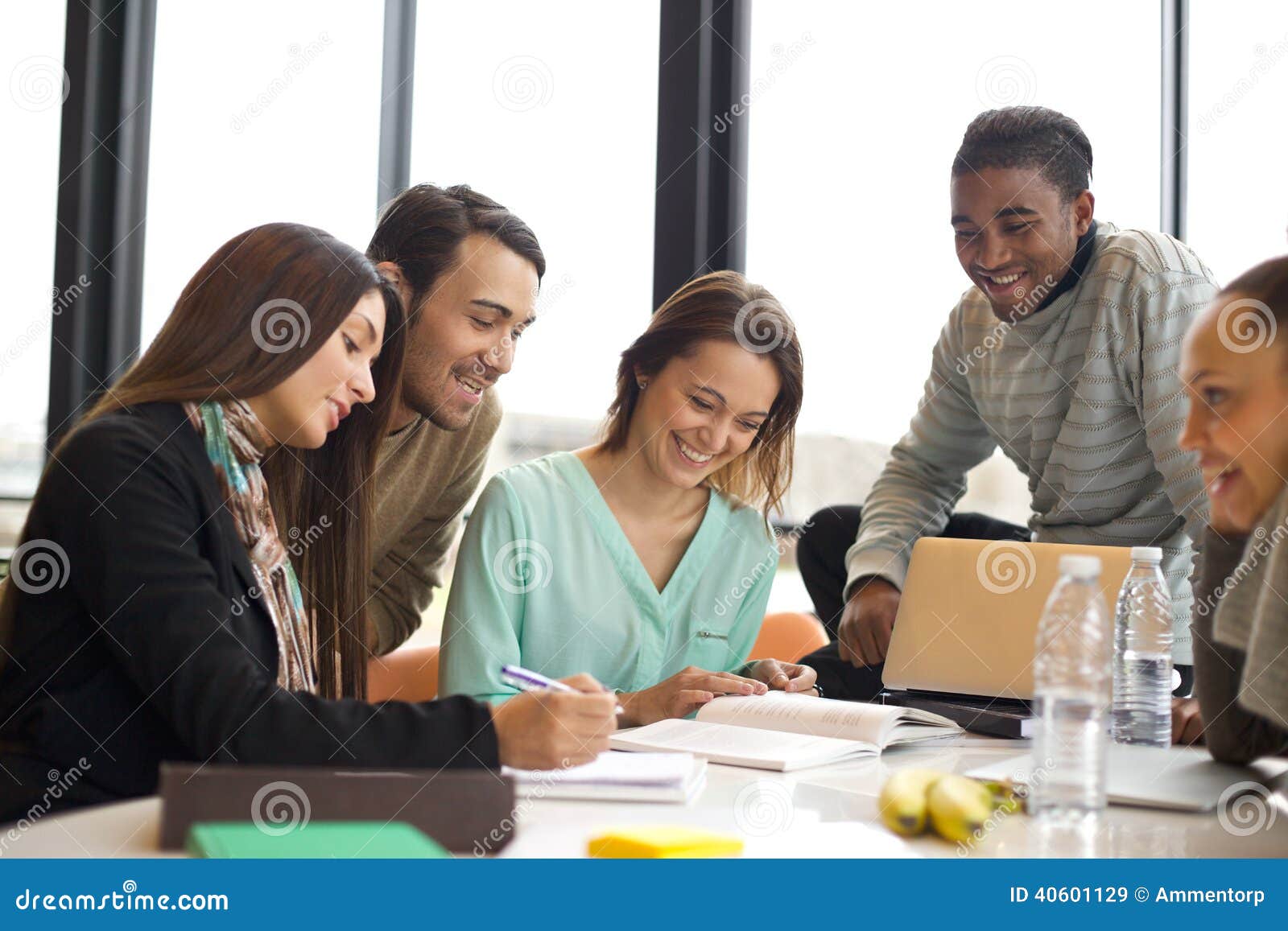 Group of Young Students Studying in the Library Stock Image - Image of ...