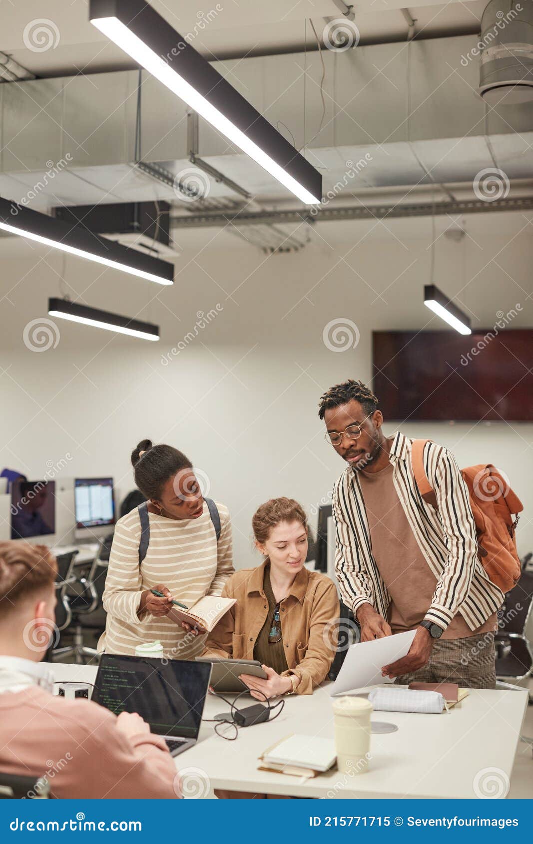 Group of Young Students Working Together Stock Image - Image of student ...