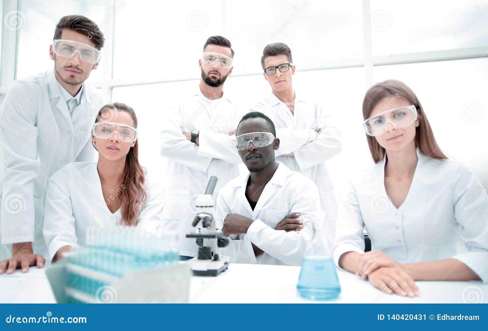 Group of Young Successful Scientists Posing for Camera Stock Image ...