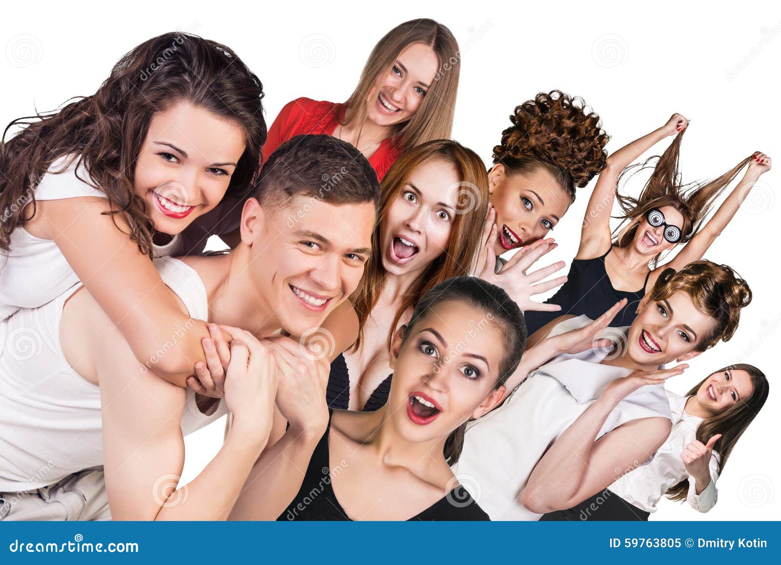 Group of Young Surprised People Stock Image - Image of cheerful, girl ...