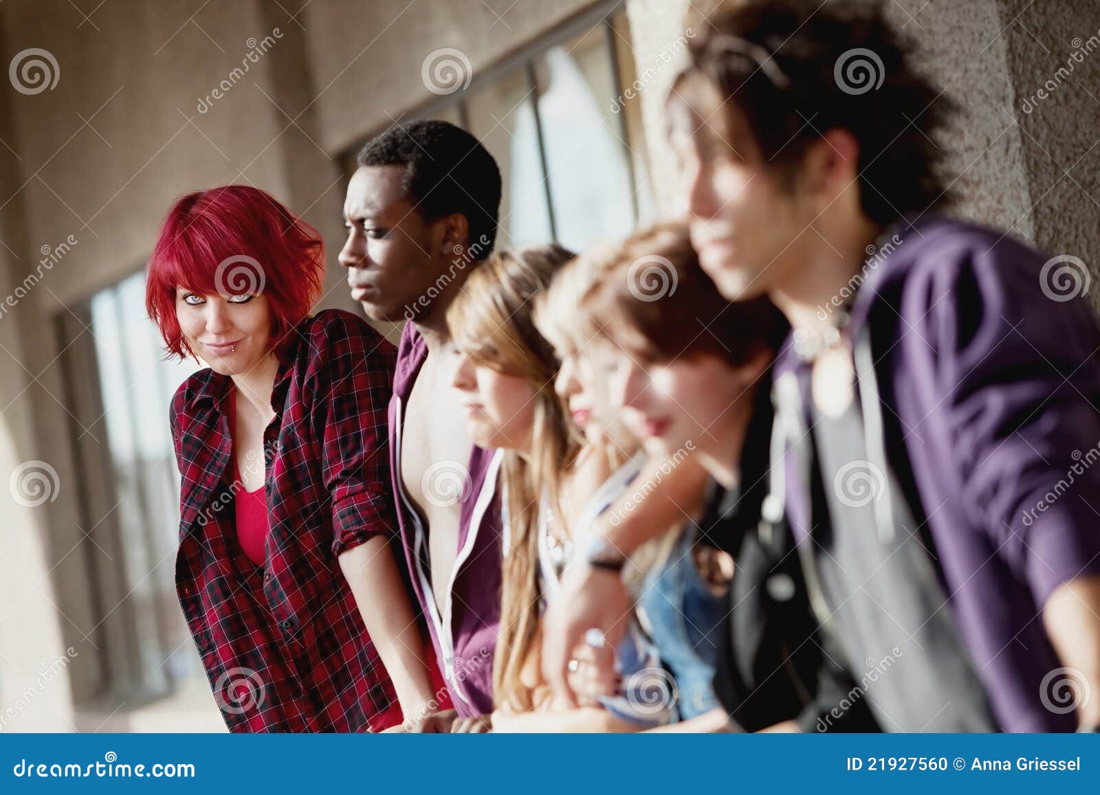 Group of Young Teens Staring into Distance. Stock Photo - Image of gang ...