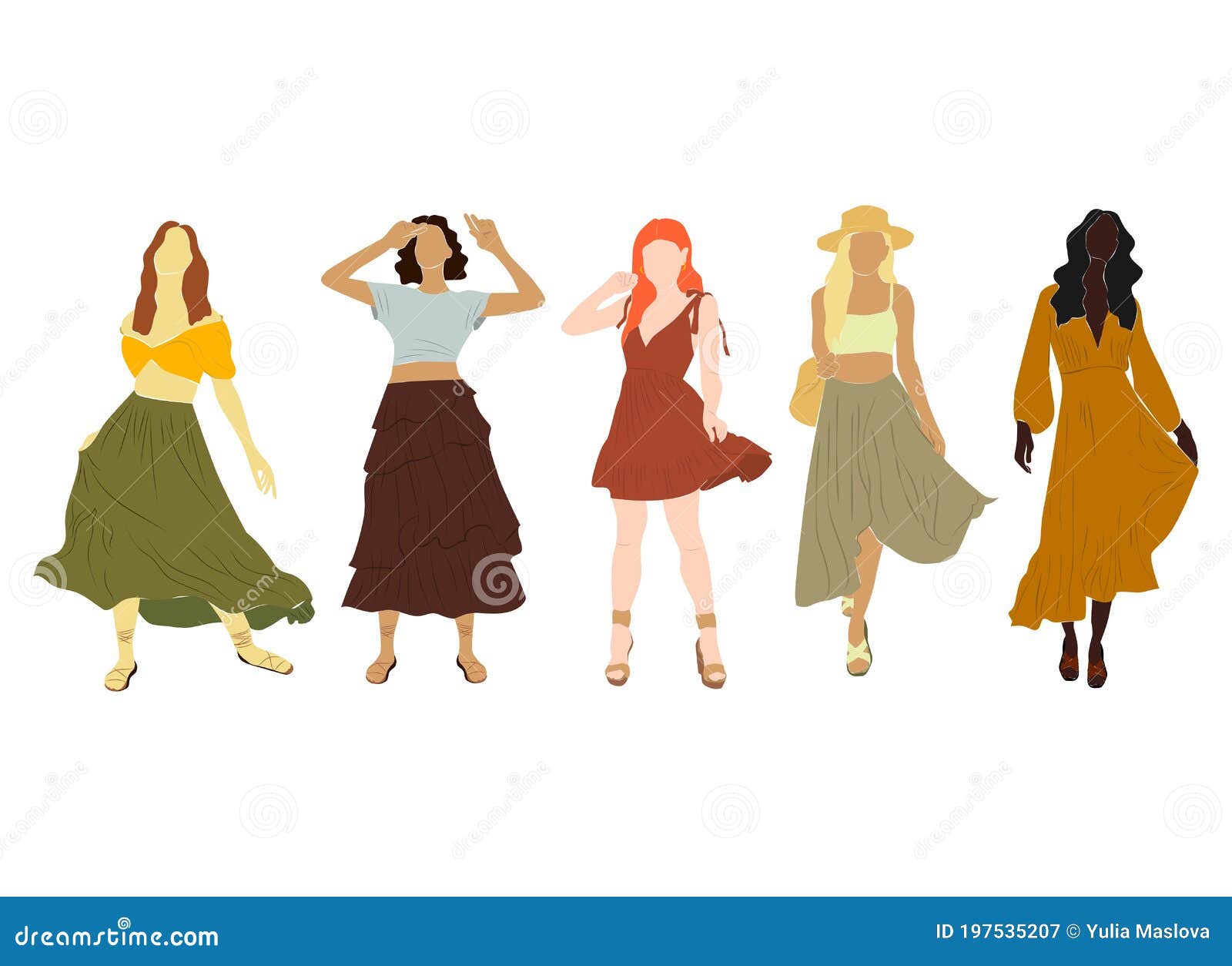 A Group of Young Women. Abstract Image of People Stock Vector ...