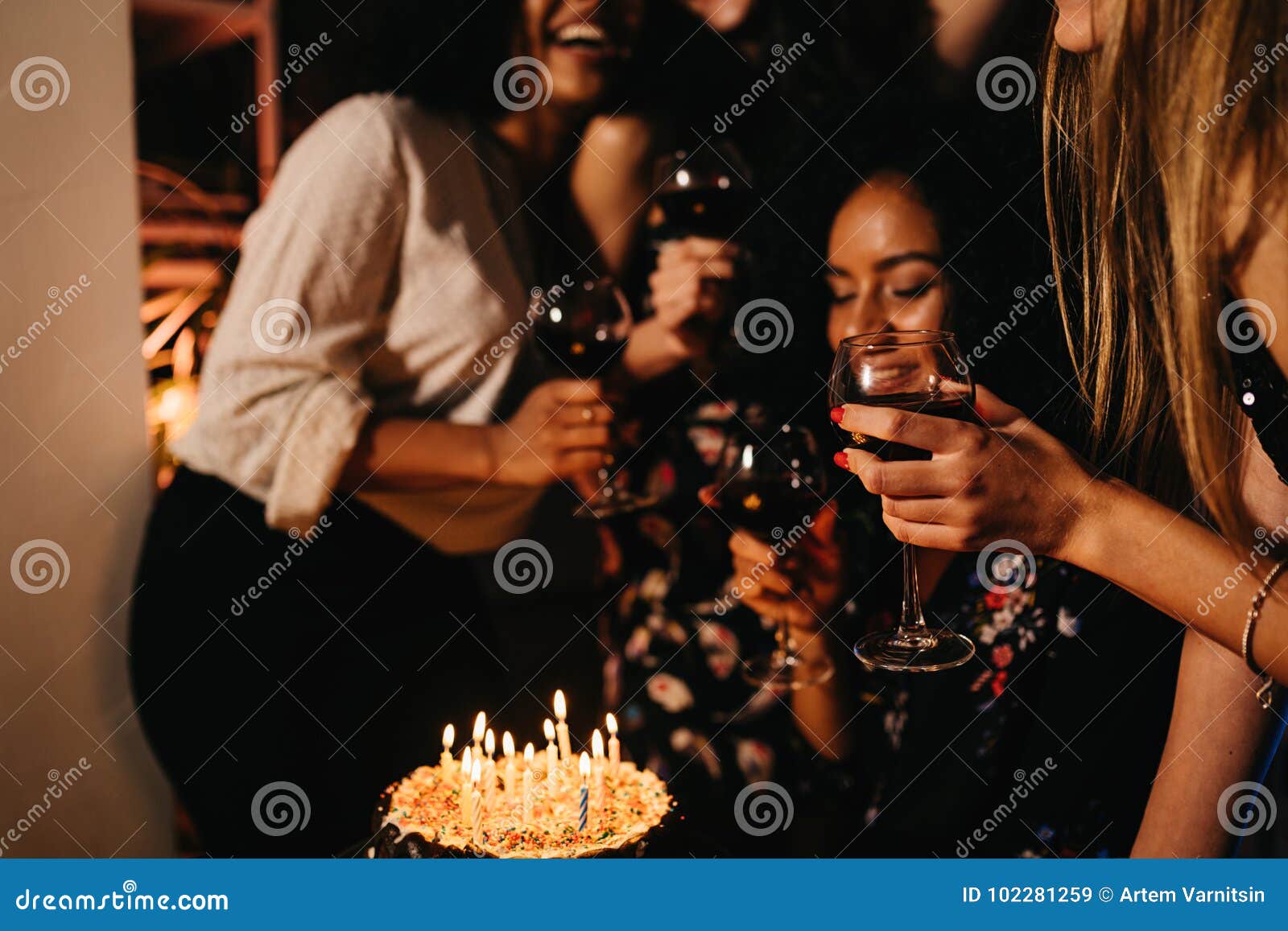 Group of Young Women Celebrating Birthday Stock Image - Image of youth ...