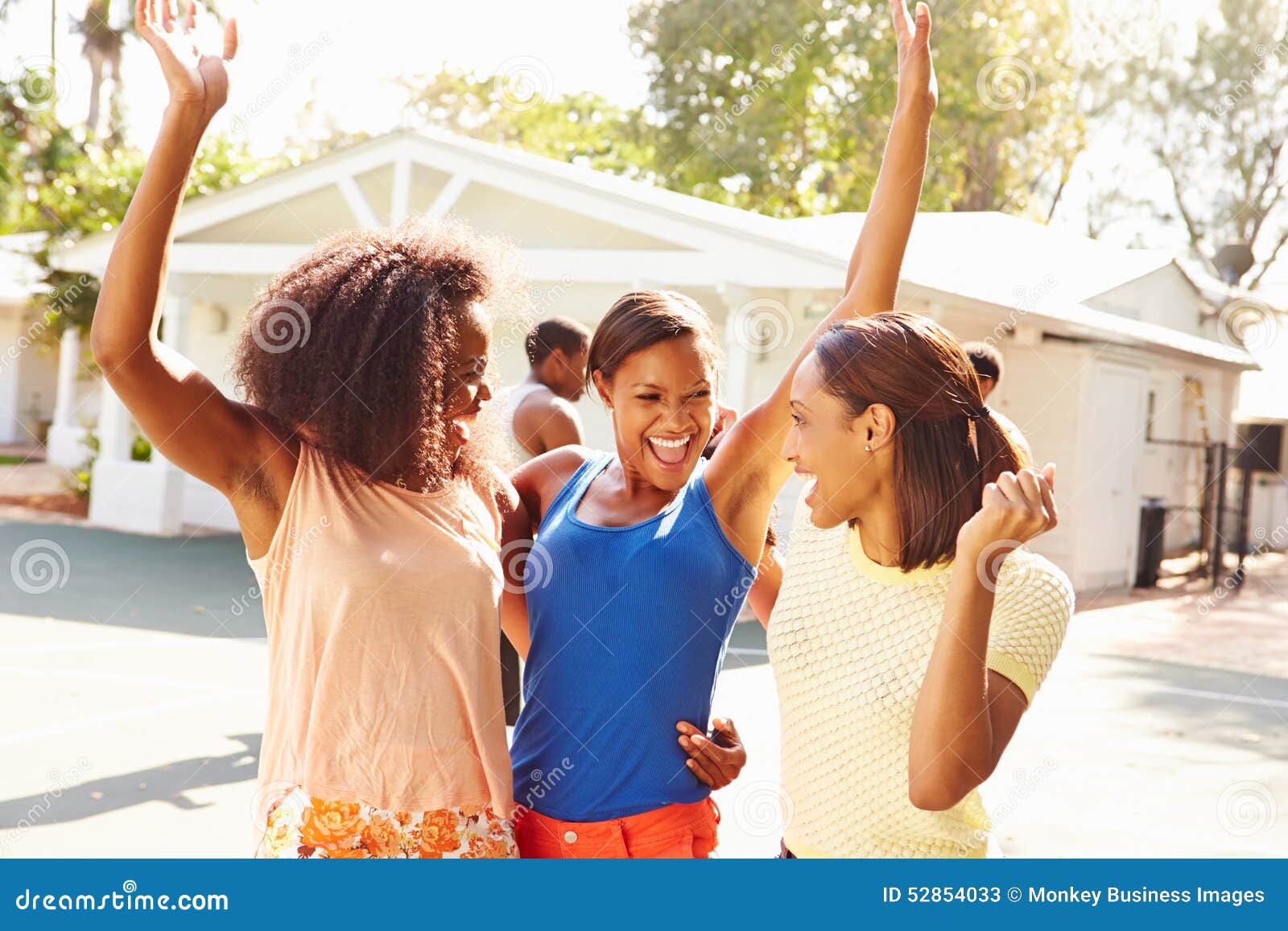 Group of Young Women Cheering at Basketball Match Stock Image - Image ...