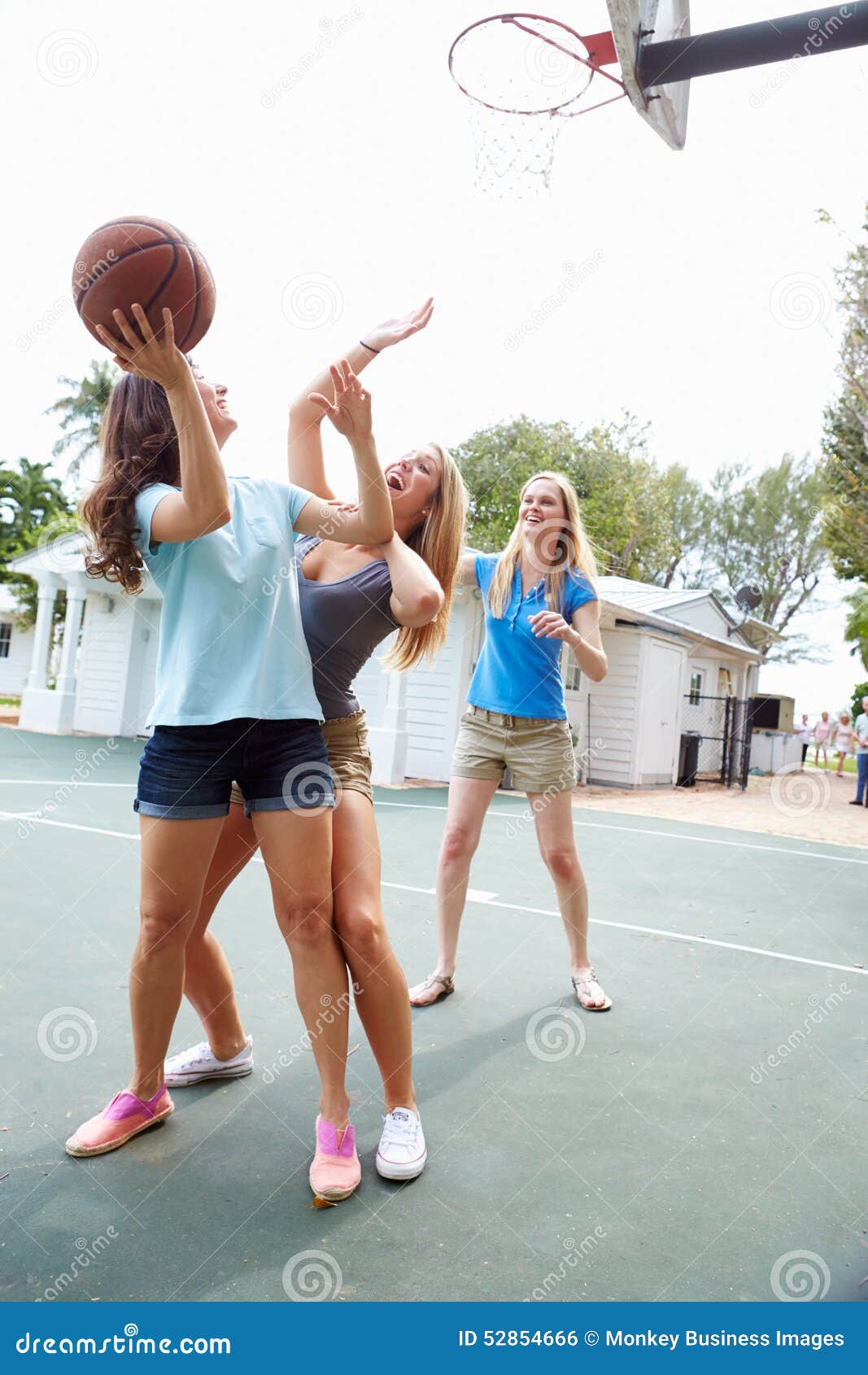 Group of Young Women Playing Basketball Match Stock Photo - Image of ...