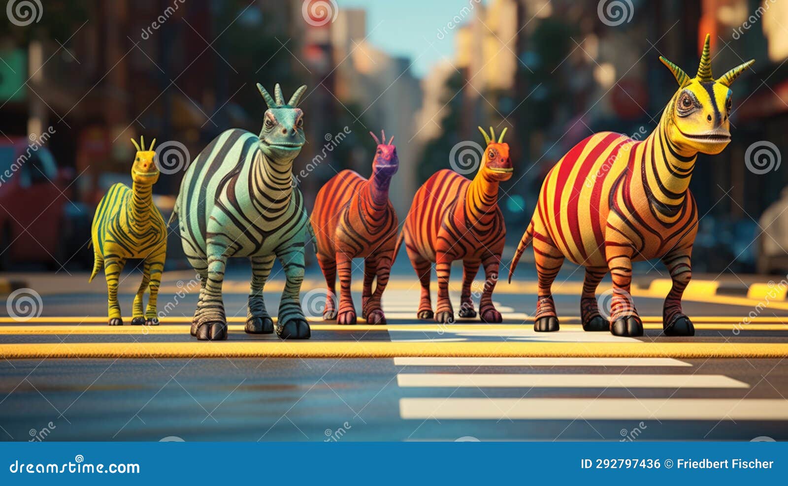 A Group of Zebras are Standing in the Middle of the Street. Stock ...
