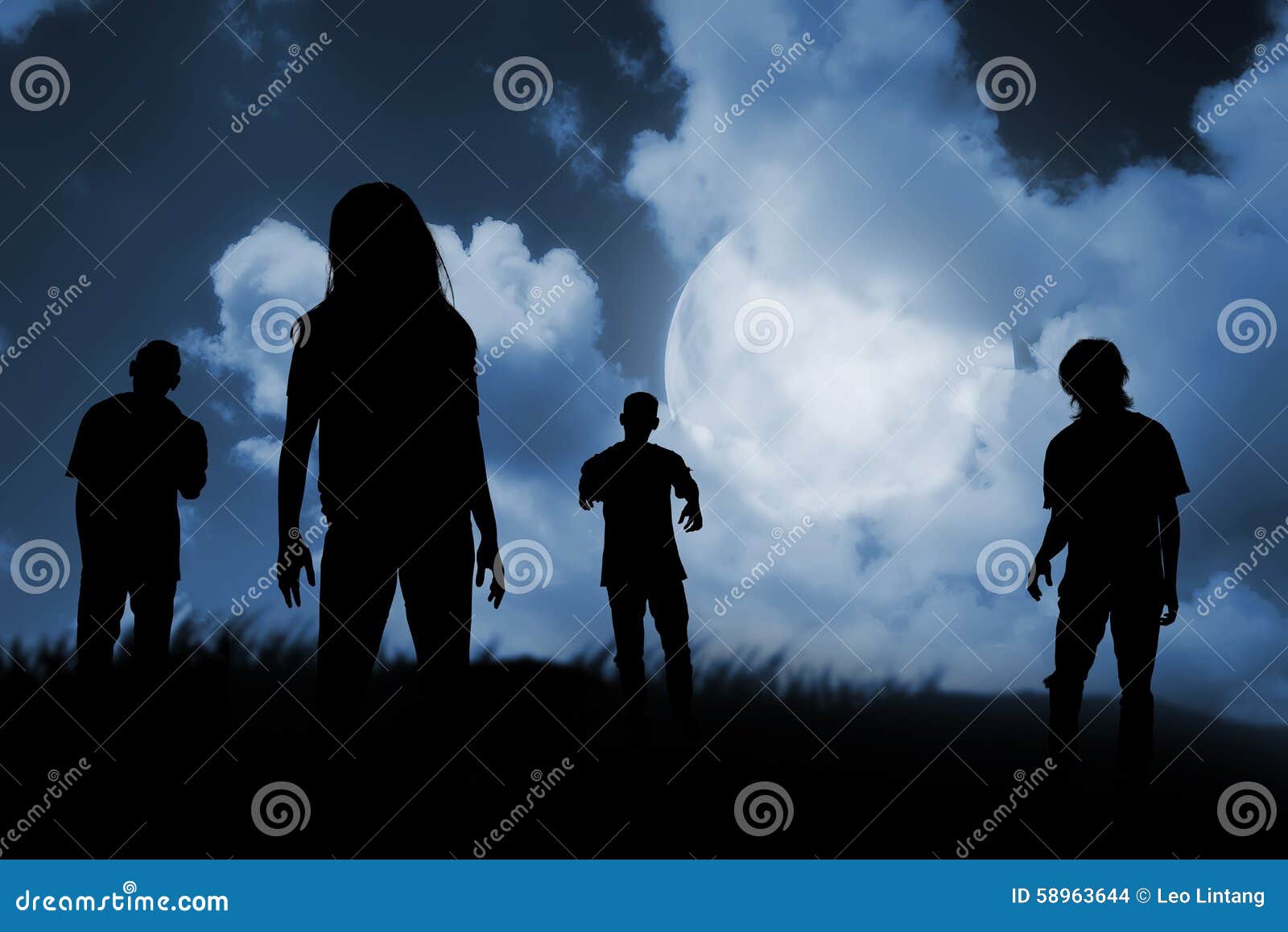 Group of Zombie Walking at Night Stock Photo - Image of monster, dead ...