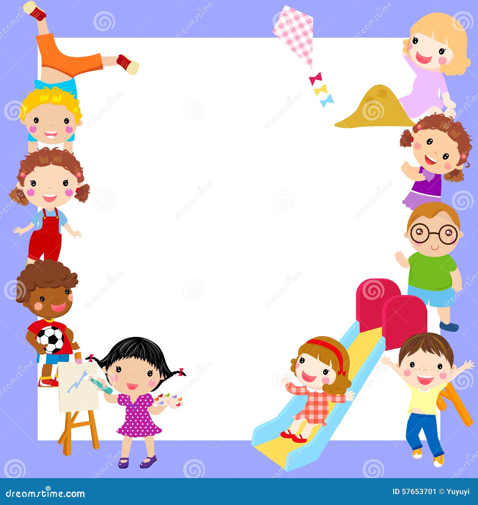 Groupe de cadre d'enfants illustration de vecteur. Illustration du ...