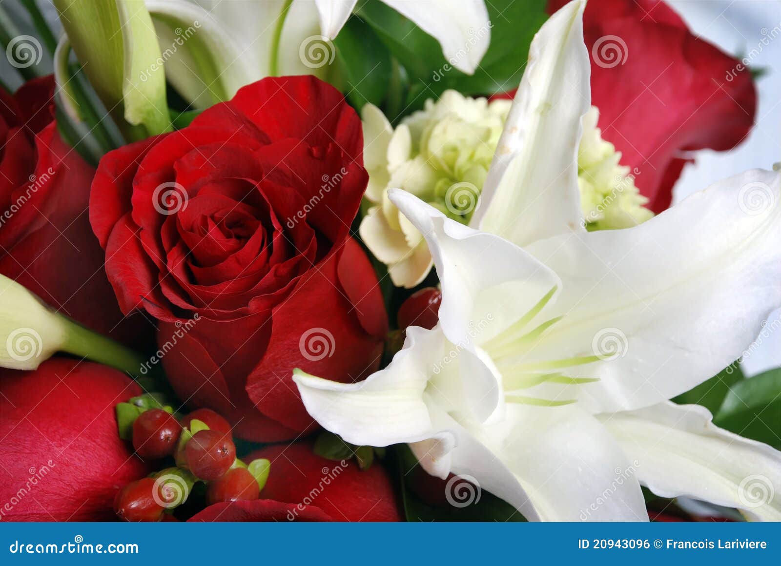 Groupe De Fleurs, De Roses Rouges Et De Lys Blancs Photo stock - Image ...