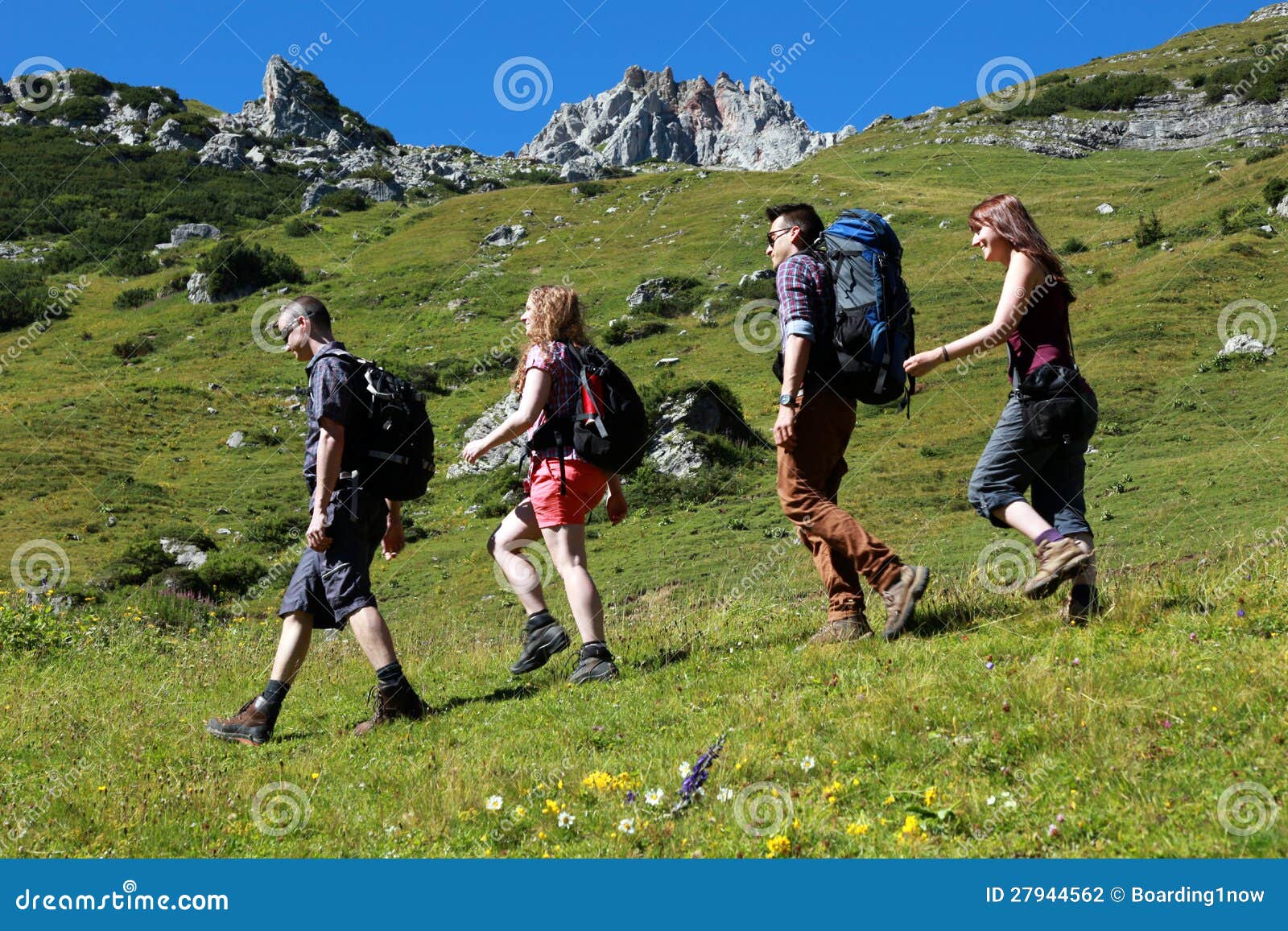 Groupe De Jeunes Randonneurs Photo stock - Image du femelle ...