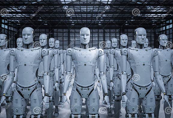 Groupe de robots illustration stock. Illustration of fabrication ...