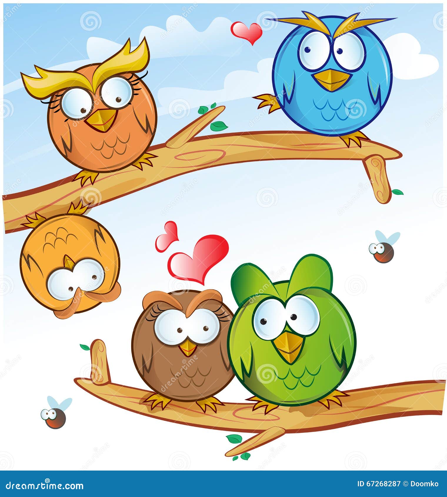 Groupe drôle de hibou illustration de vecteur. Illustration du sage ...