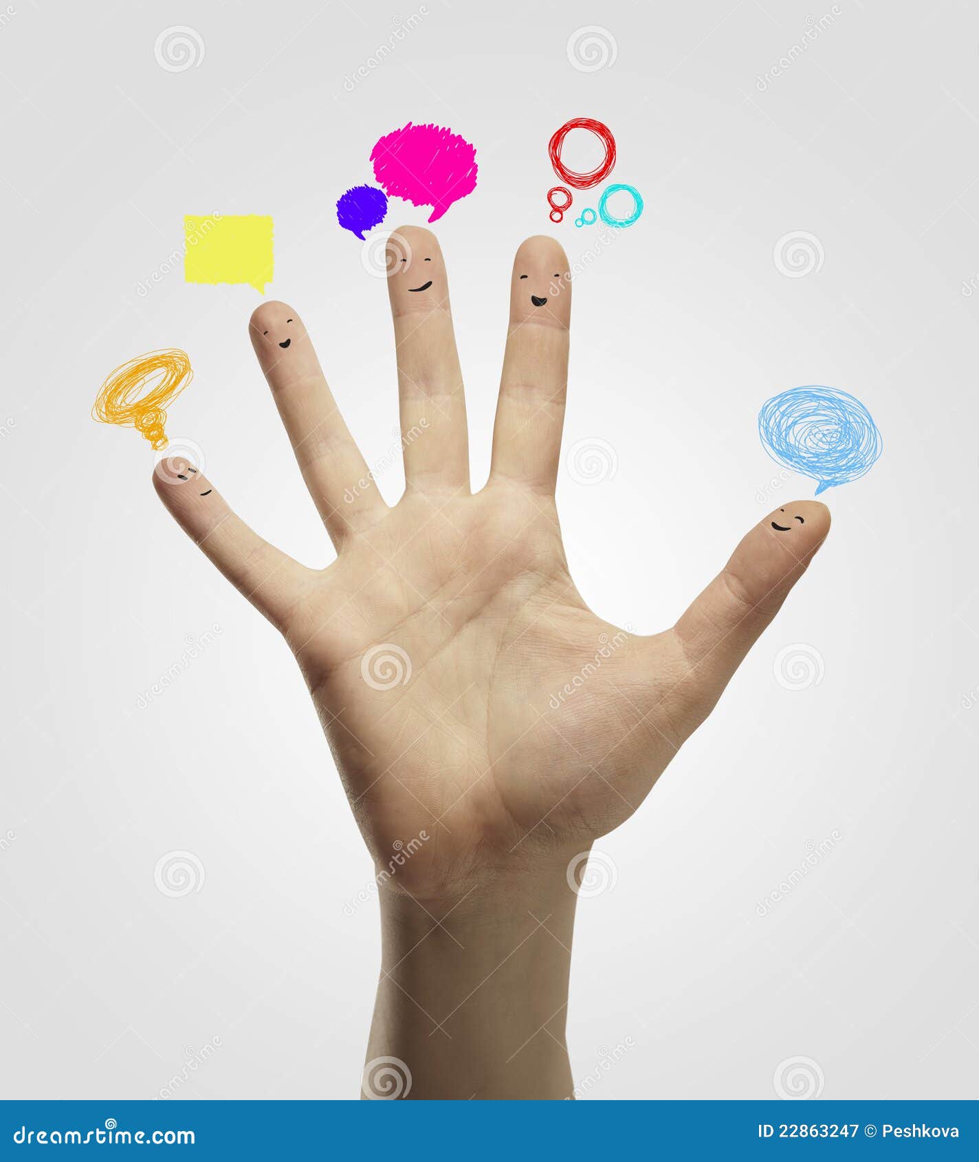 Groupe Heureux De Smiley De Doigt Image stock - Image du contact ...