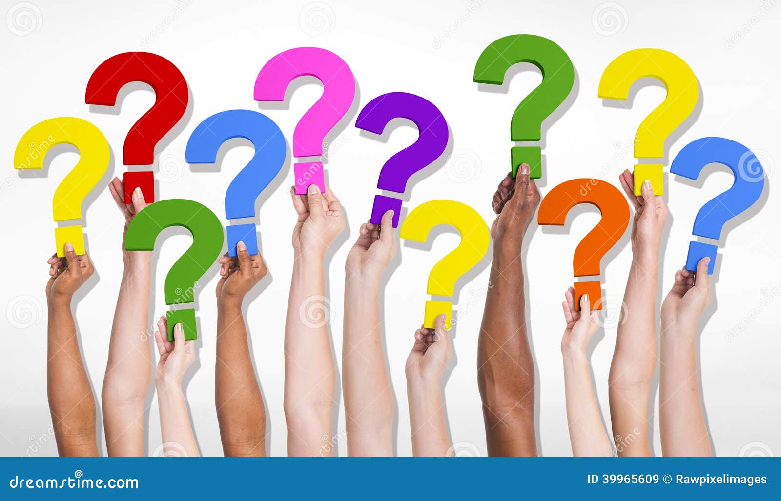 Groupe Multi-ethnique De Mains Humaines Tenant Des Points D ...