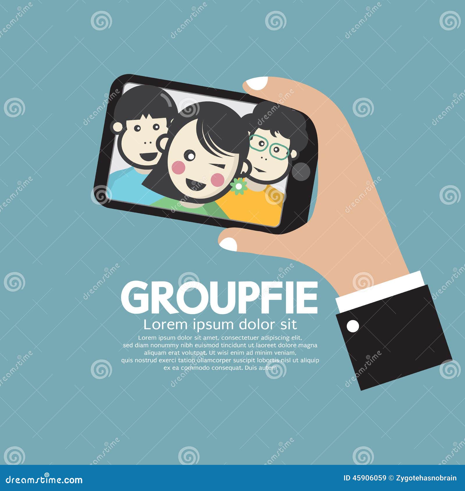 Groupfie a Group Selfie by Phone Stock Vector - Illustration of ...