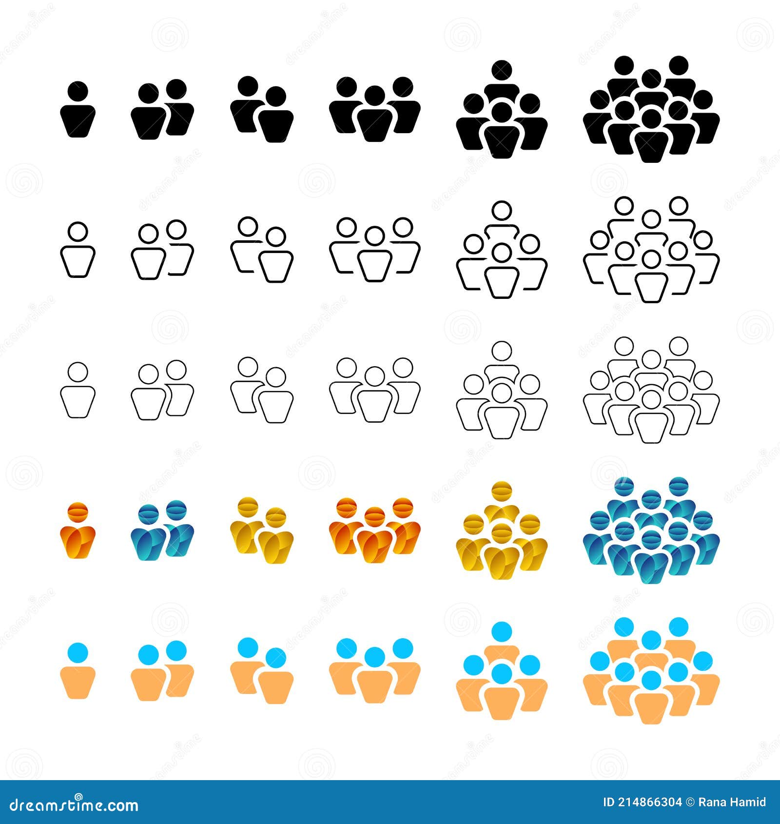 Grouping People Vector Icon Set. Multiple Style of People Vector Icon ...