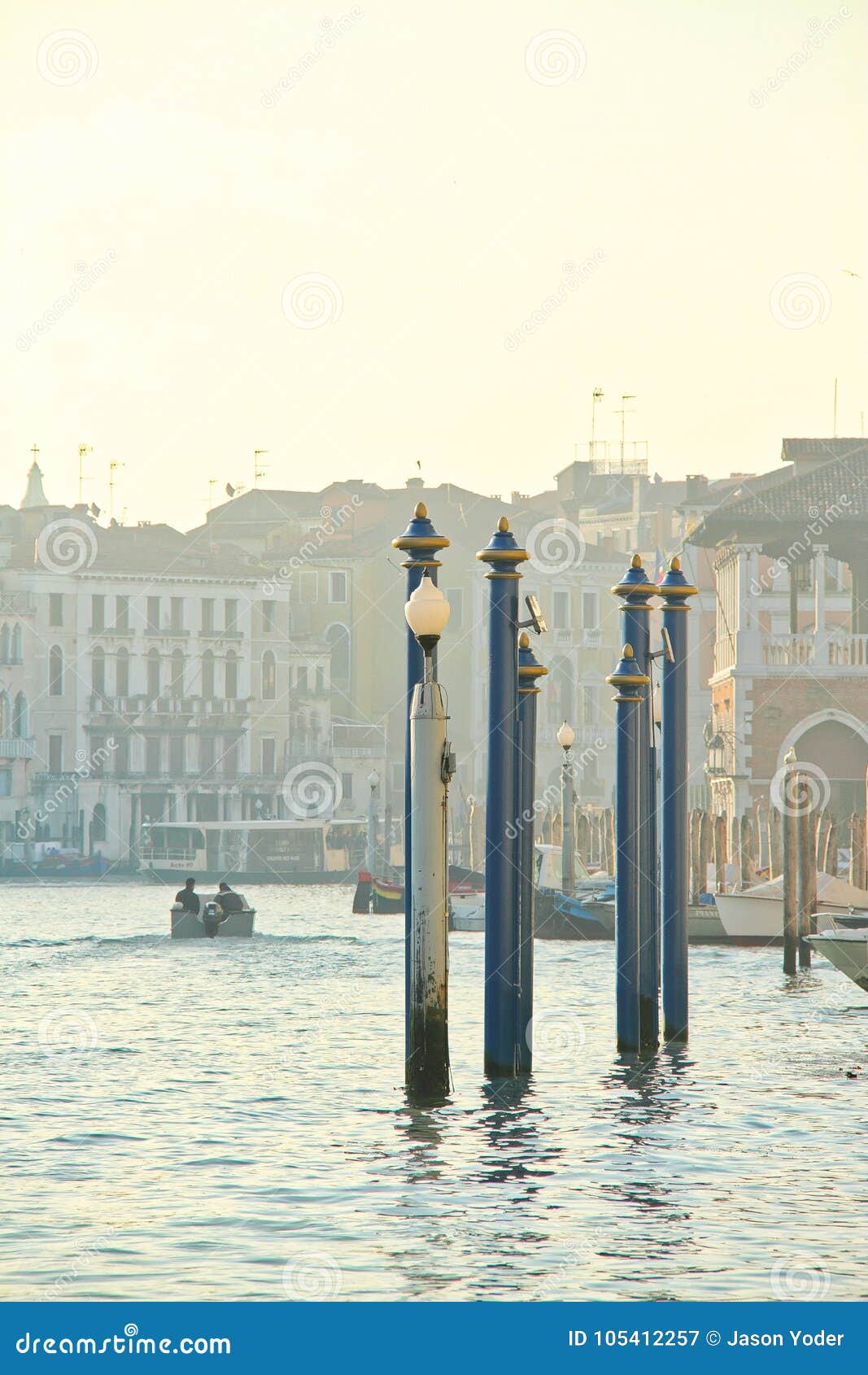 Pilings in Venice stock image. Image of evening, water - 105412257
