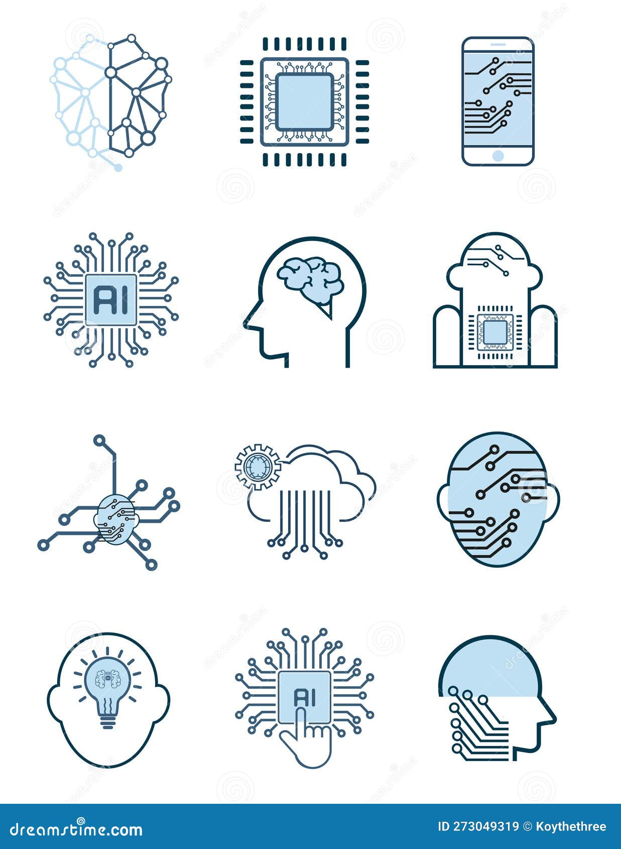 Groups Of Artificial Intelligence Icons Set. Collection Of High Quality ...