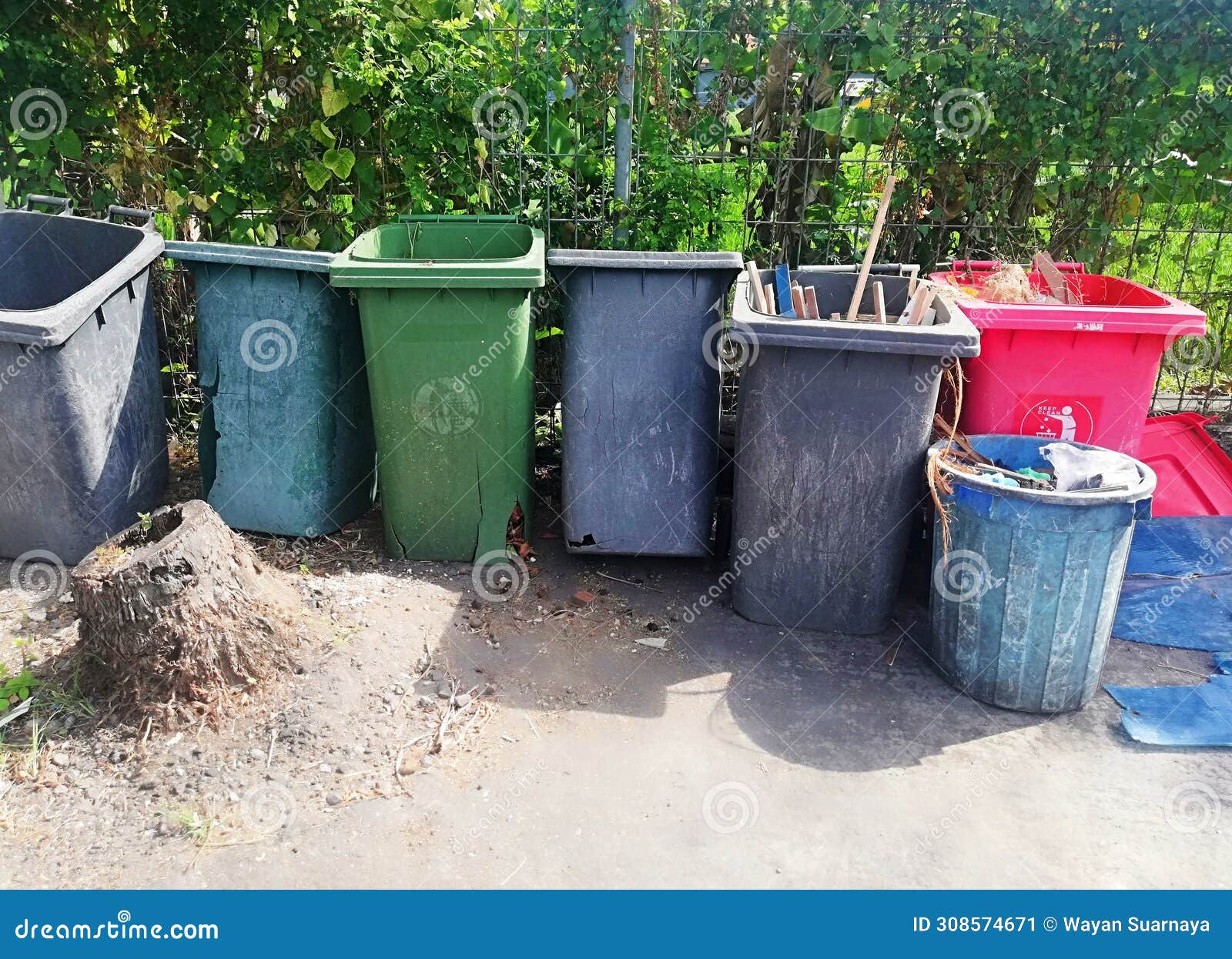 Groups of Big Garbage Bins,placed on the Floor Stock Image - Image of ...