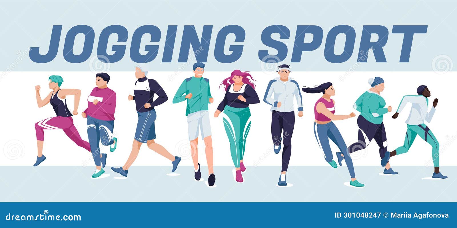 Groups of Different People are Running. Jogging, Healthy Lifestyle ...