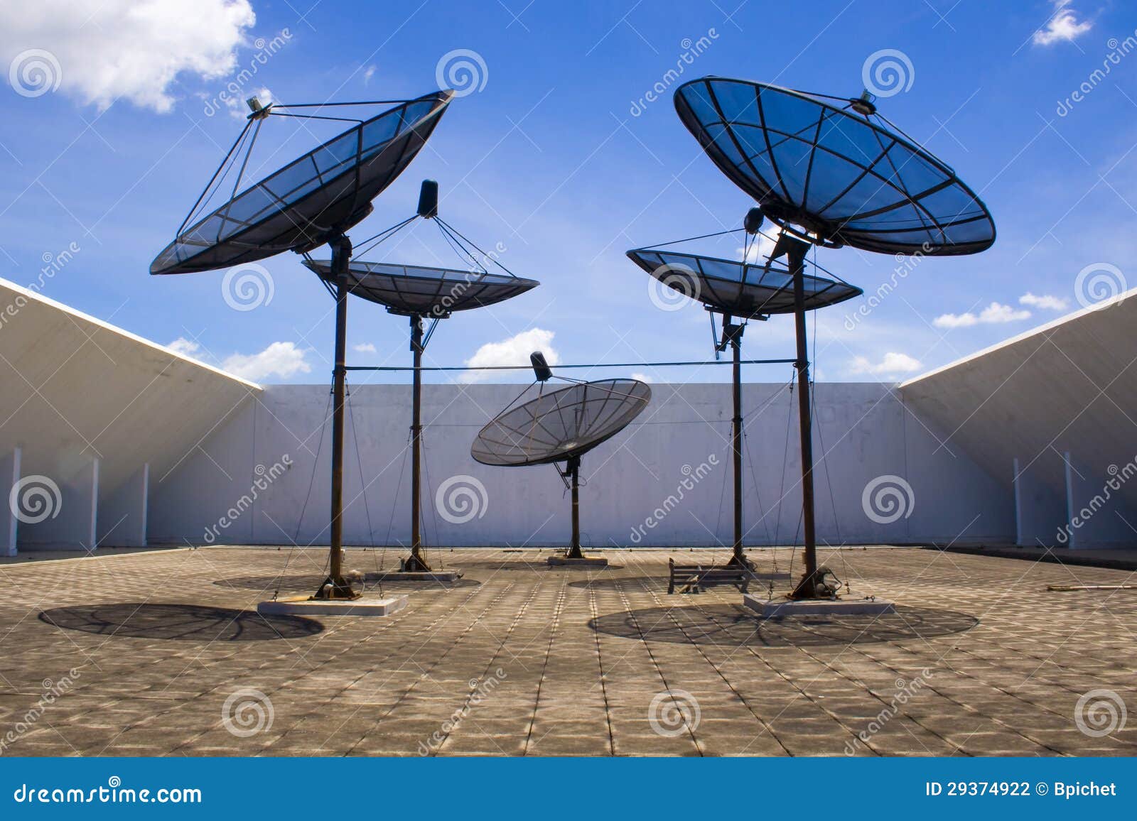 Groups dish receiver. stock photo. Image of satellite - 29374922