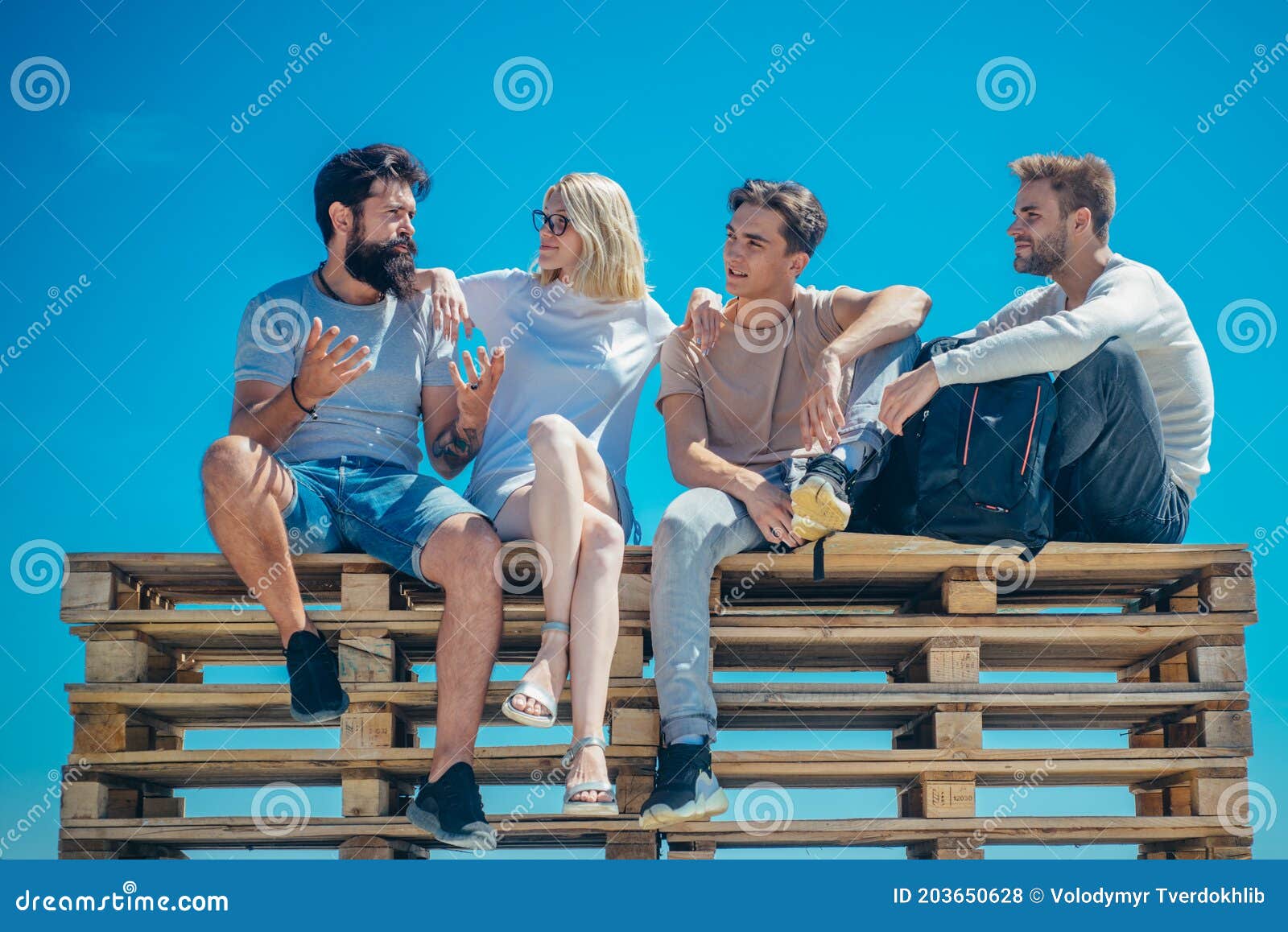 Groups of Friends Relaxing Outside. Group Young People. Stock Photo ...