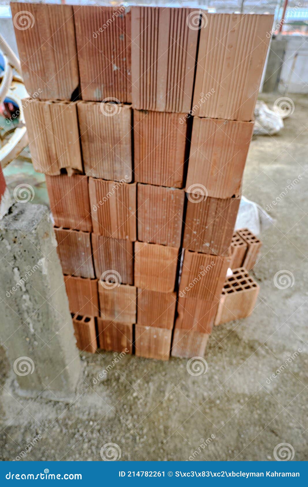 Groups of Red Bricks Standing Side by Side Stock Image - Image of ...