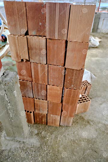 Groups of Red Bricks Standing Side by Side Stock Image - Image of ...