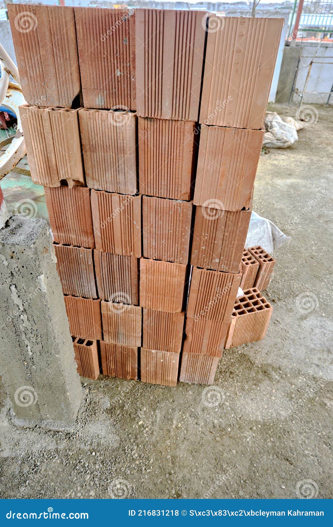 Groups of Red Bricks Standing Side by Side Stock Photo - Image of ...