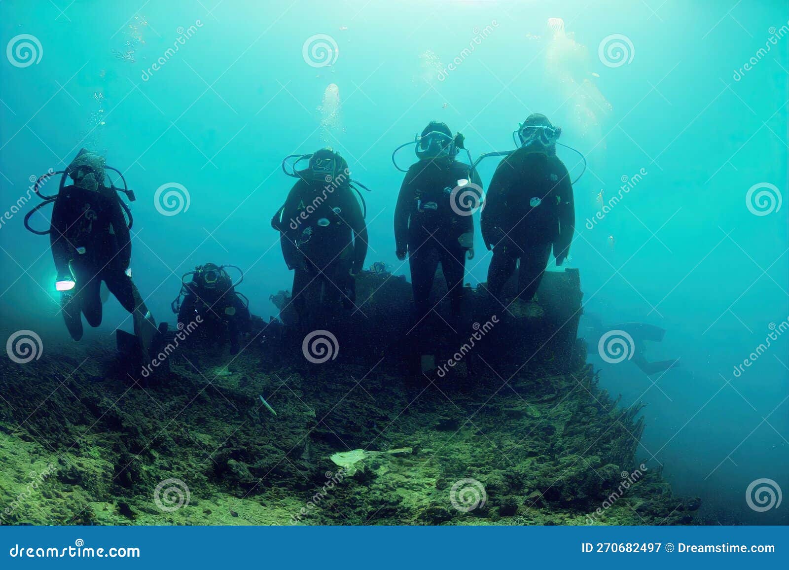 Groups of Scuba Divers Against the Background of Corals and Reefs Diver ...