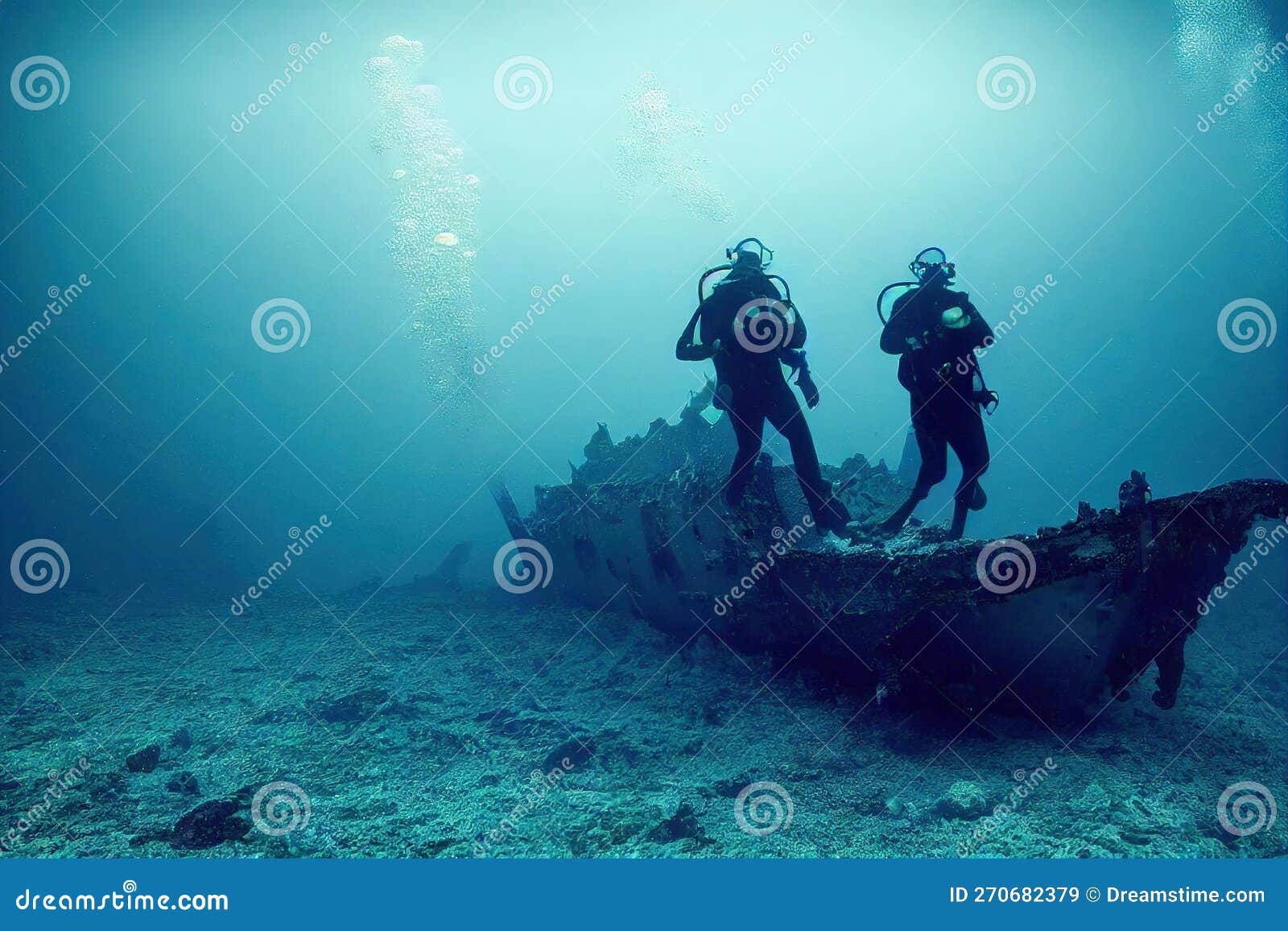 Groups of Scuba Divers and Divers Underwater View on the Background of ...