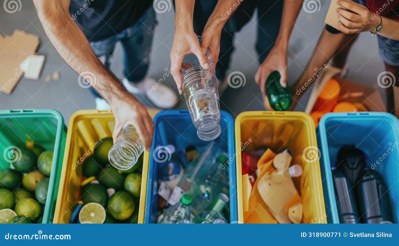 Groups Sorting Materials for Recycling, Underlining the Role of Proper ...