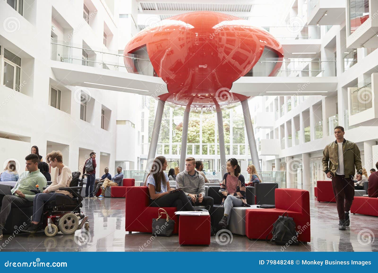 Groups of Students Meet in the Lobby of Their University Stock Photo ...