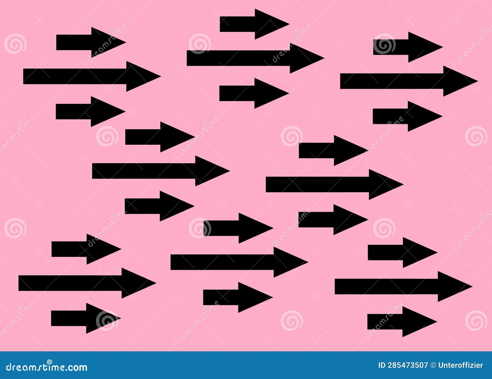 Groups of Three Bold Black Arrows Pointing Right Middle Arrow is Longer ...