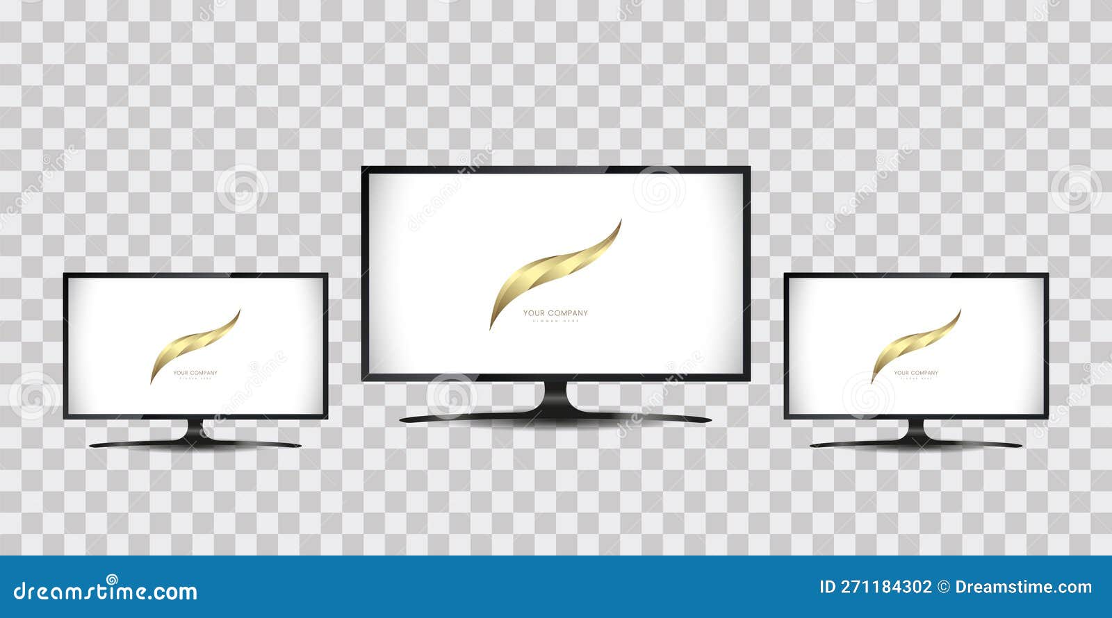 Groups of Three LED TV Screen Mock Up Design, Vector LCD Flate TV ...