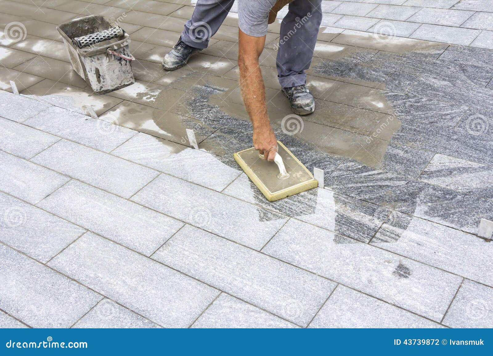 Grouting Tiles on the Floor Stock Photo - Image of cleanse, contractor ...