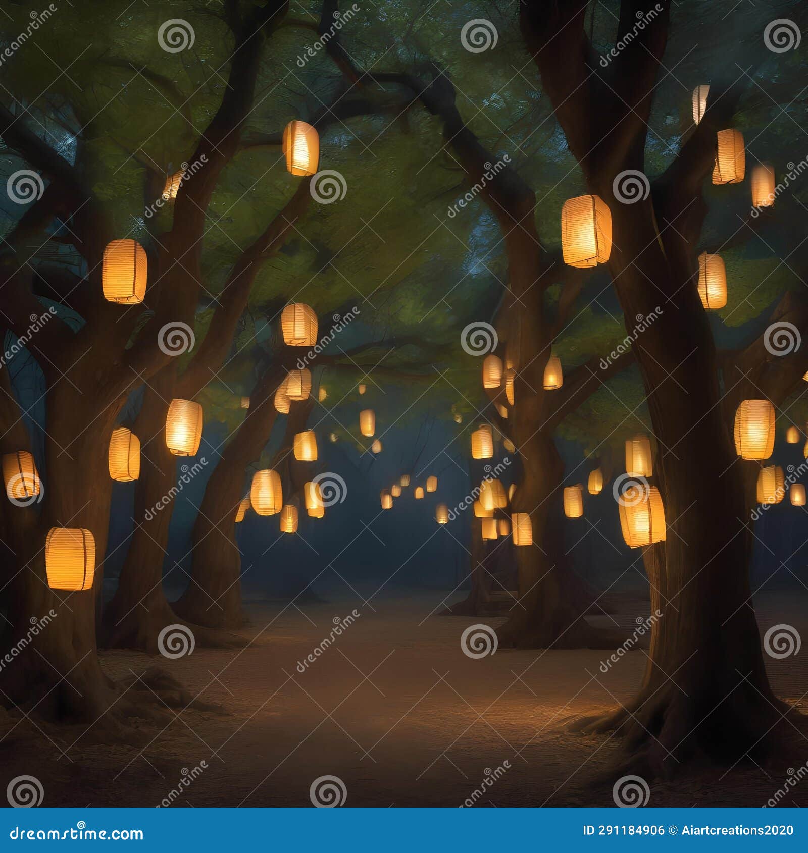 A Grove of Ancient Trees Whose Leaves Transform into Shimmering ...