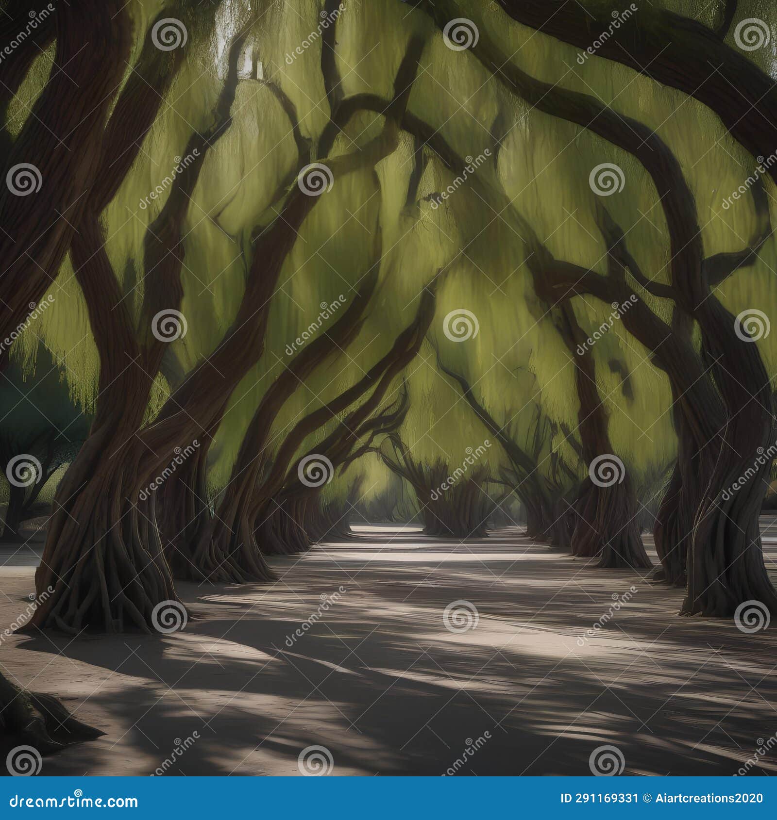 A Grove of Ancient Willow Trees Whose Branches Intertwine To Form ...