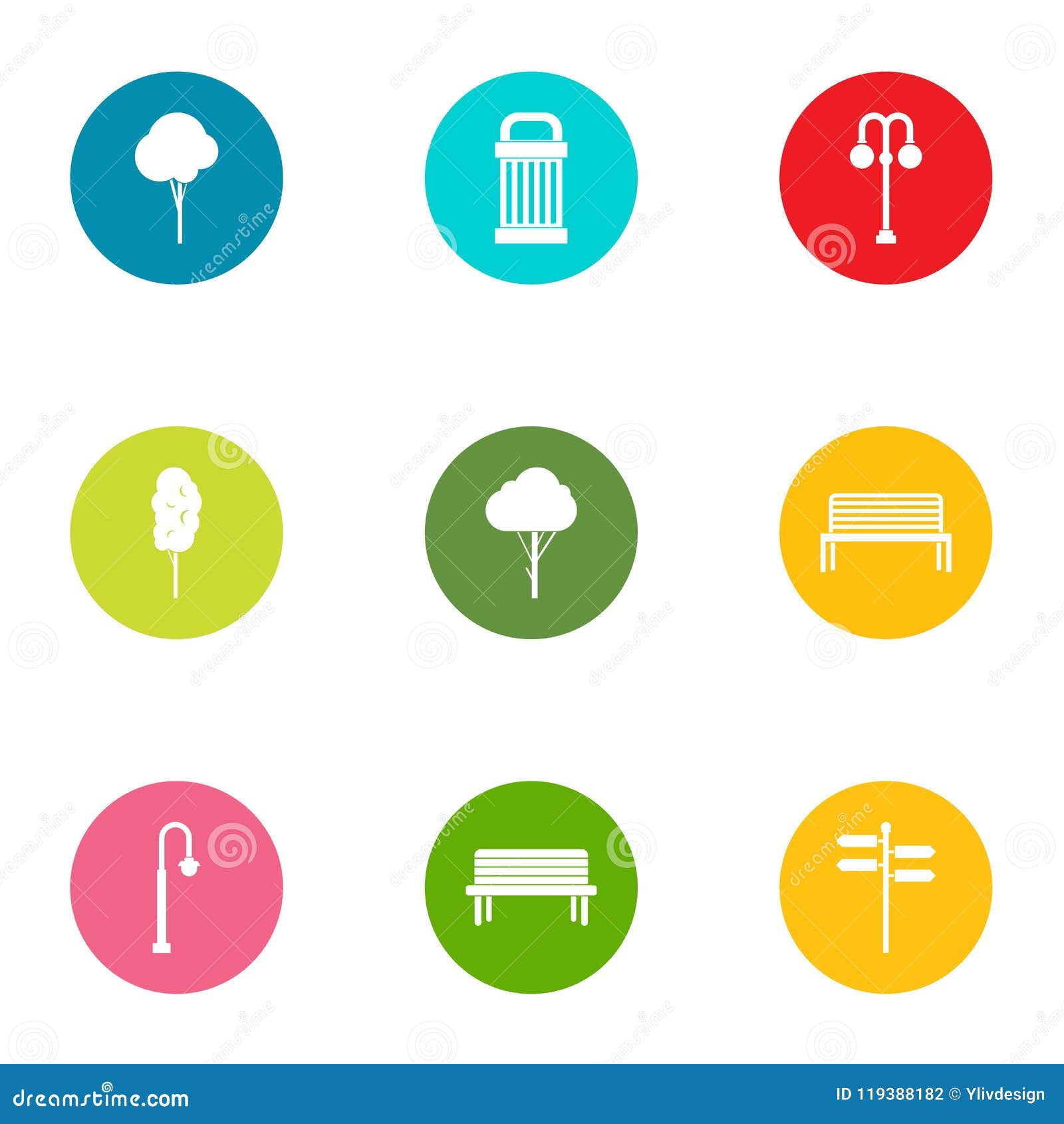 Grove Icons Set, Flat Style Stock Vector - Illustration of icons ...