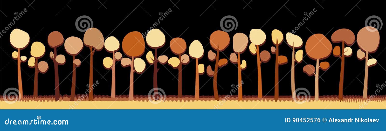 Grove of Lovely Simple Trees Vector Illustration Stock Vector ...