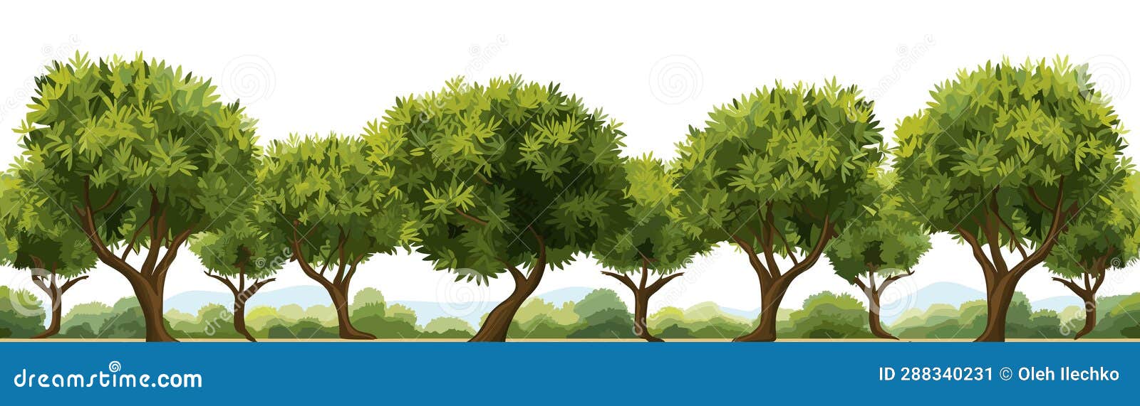 Grove of Olive Trees Vector Simple 3d Smooth Cut Isolated Illustration ...