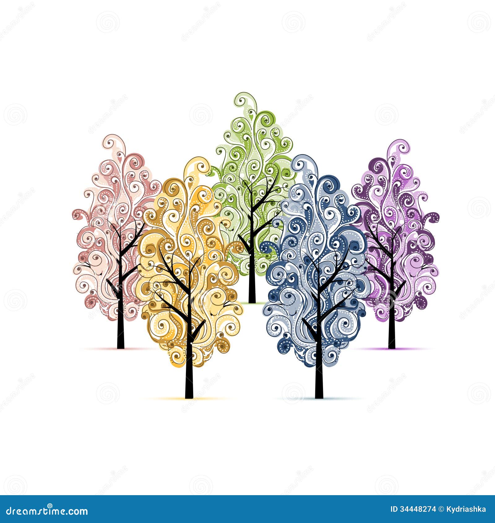 Grove with Trees for Your Design Stock Vector - Illustration of green ...