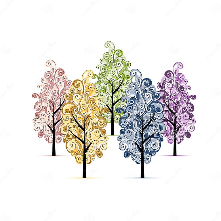 Grove with Trees for Your Design Stock Vector - Illustration of green ...