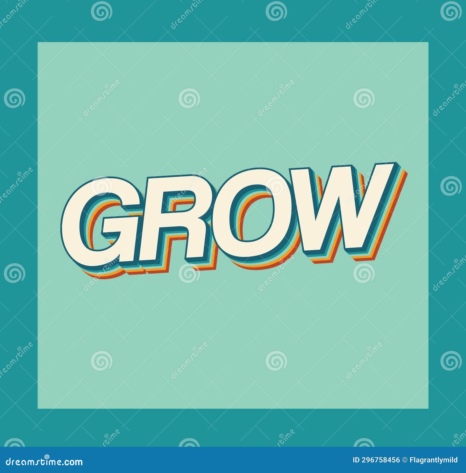 Grow Colorful Rainbow Layered Text Design Stock Illustration ...