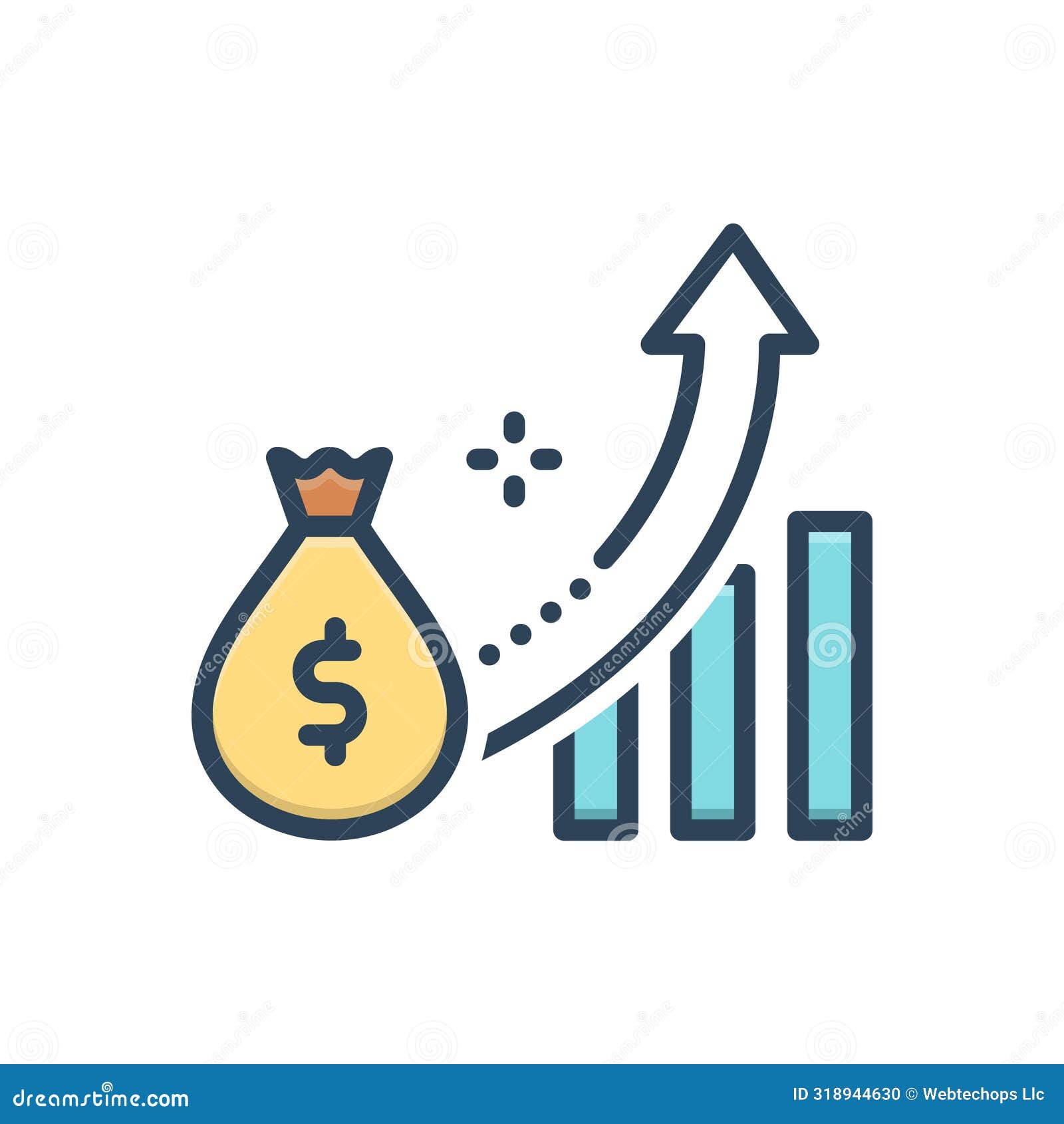 Color Illustration Icon for Grow, Money Bag and Financial Stock Vector ...