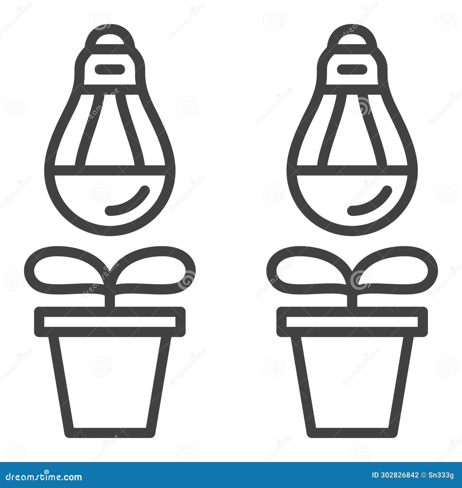 Grow Light Bulbs with Plants Vector Phyto Lightbulbs Linear Icon or ...