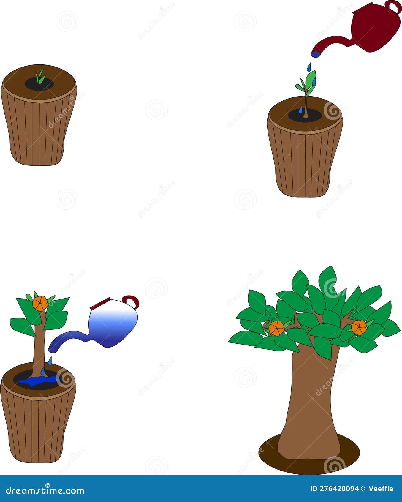 Grow of Plants into Tree with a Simple Vector Stock Vector ...