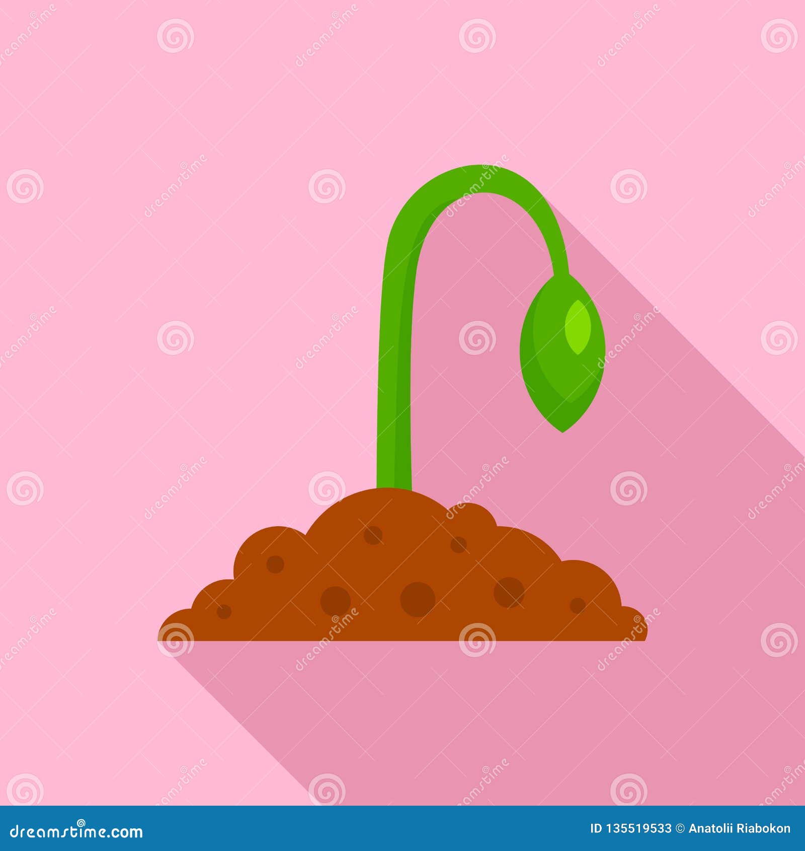 Grow Seed Plant Icon, Flat Style Stock Vector - Illustration of ...