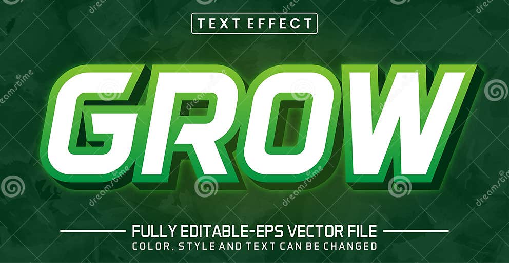 Grow Text Editable Style Effect Stock Illustration - Illustration of ...