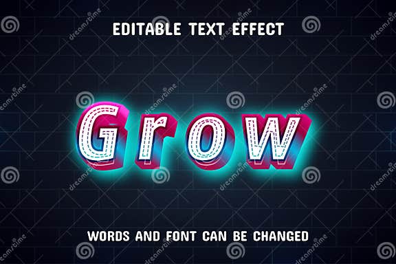 Grow Text - Neon Text Effect Editable Stock Vector - Illustration of ...